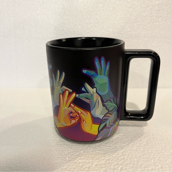 Starbucks | Dining | Starbucks Sign Language Hands Deaf Black Ceramic ...